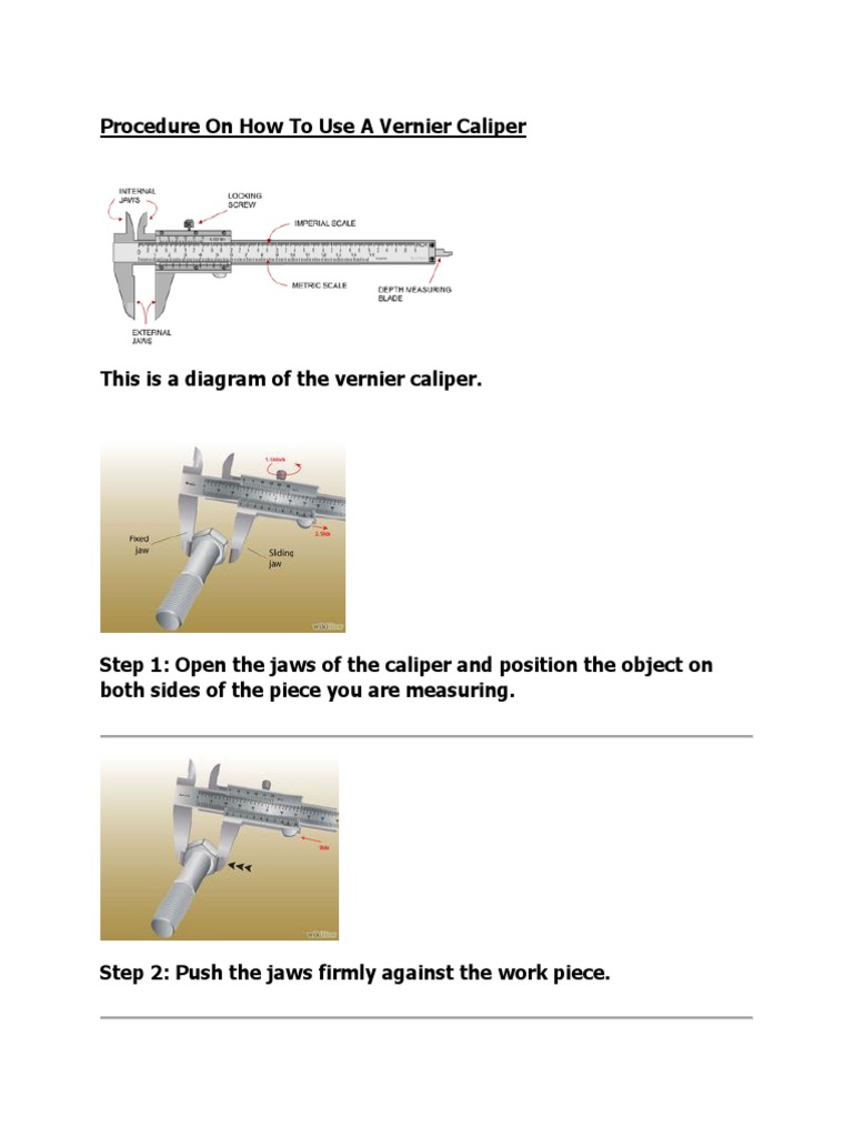Procedure On How To Use A Vernier Caliper | PDF