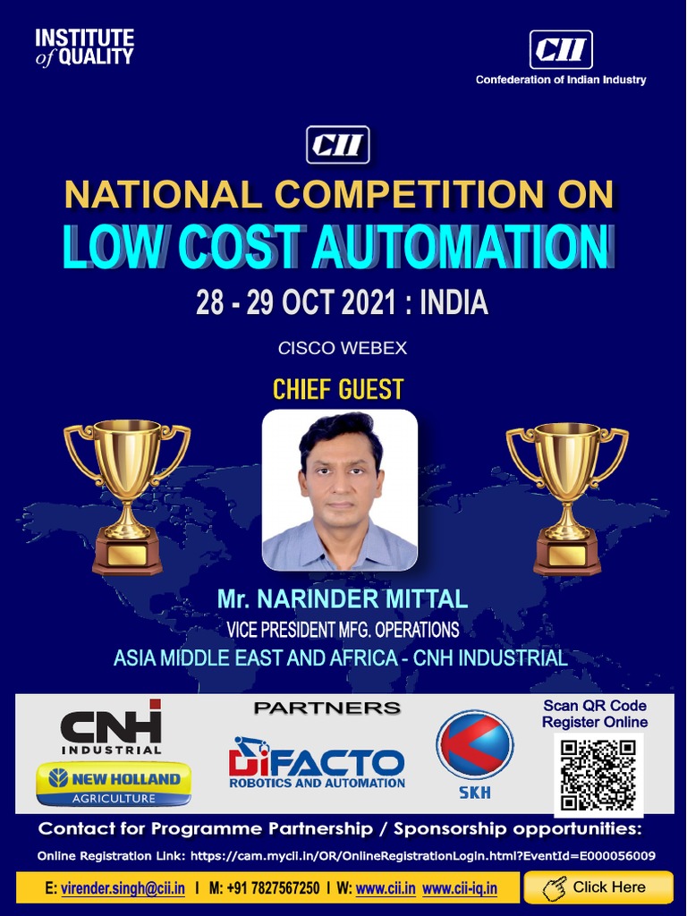 6th CII National Competition On Low Cost Automation (LCA) 28-29 Oct ...