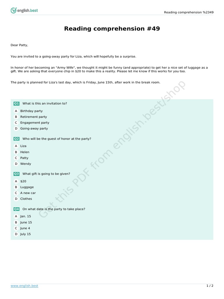 Englishbest Toeic Reading-Comprehension-49 | PDF