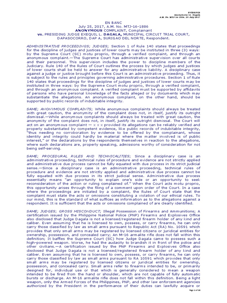 Anonymous vs. Dagala | PDF | Judge | Judiciaries