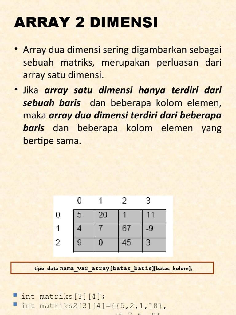 Materi 3 Array 2 Dimensi | PDF
