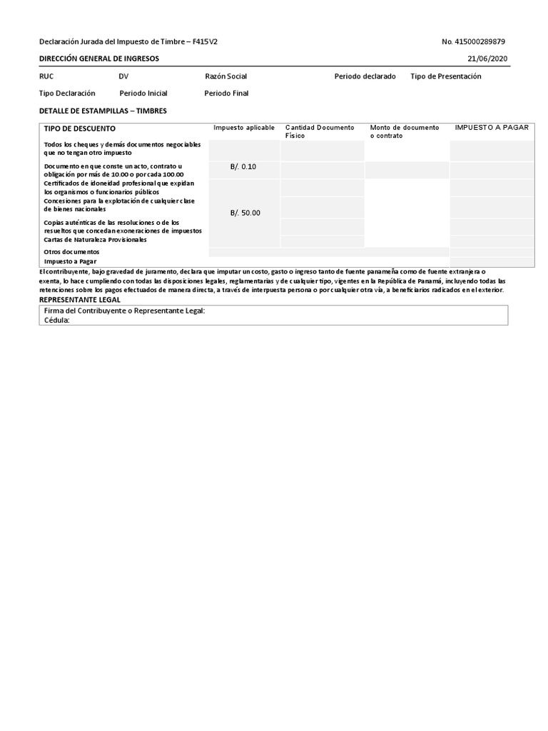 Formulario 415 Timbres | PDF