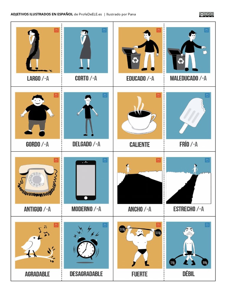 Adjetivos Ilustrados en Español | PDF