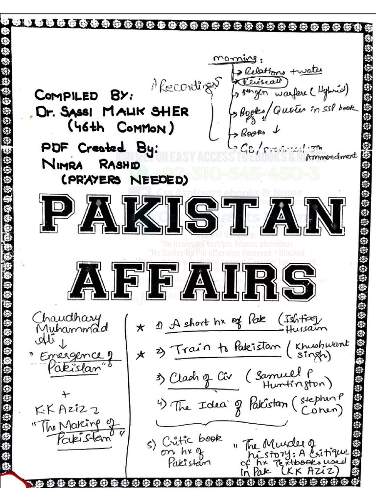 Pak Affairs Notes Handwritten | PDF