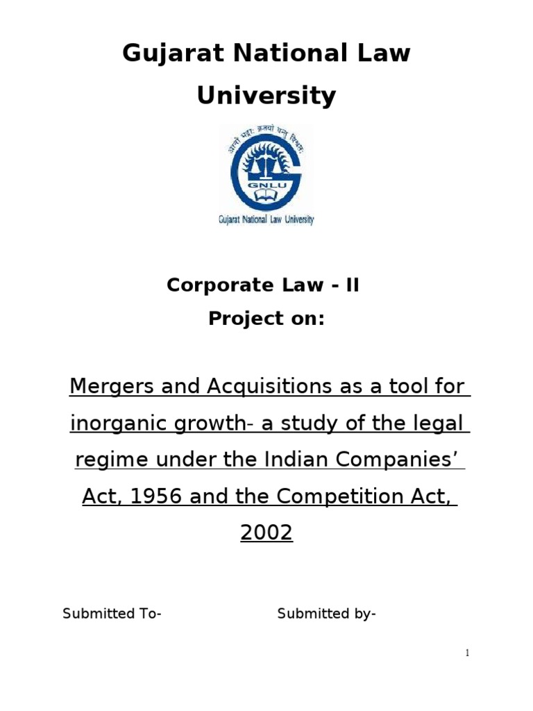 Corporate Law - II Project | PDF | Mergers And Acquisitions | Real ...