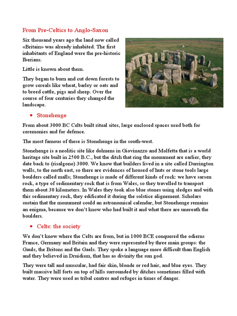 From Pre-Celtic To Anglo-Saxon | PDF | Anglo Saxons | Celts