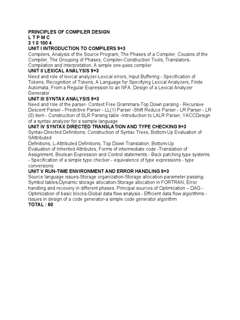 Principles of Compiler Design | PDF | Parsing | Compiler