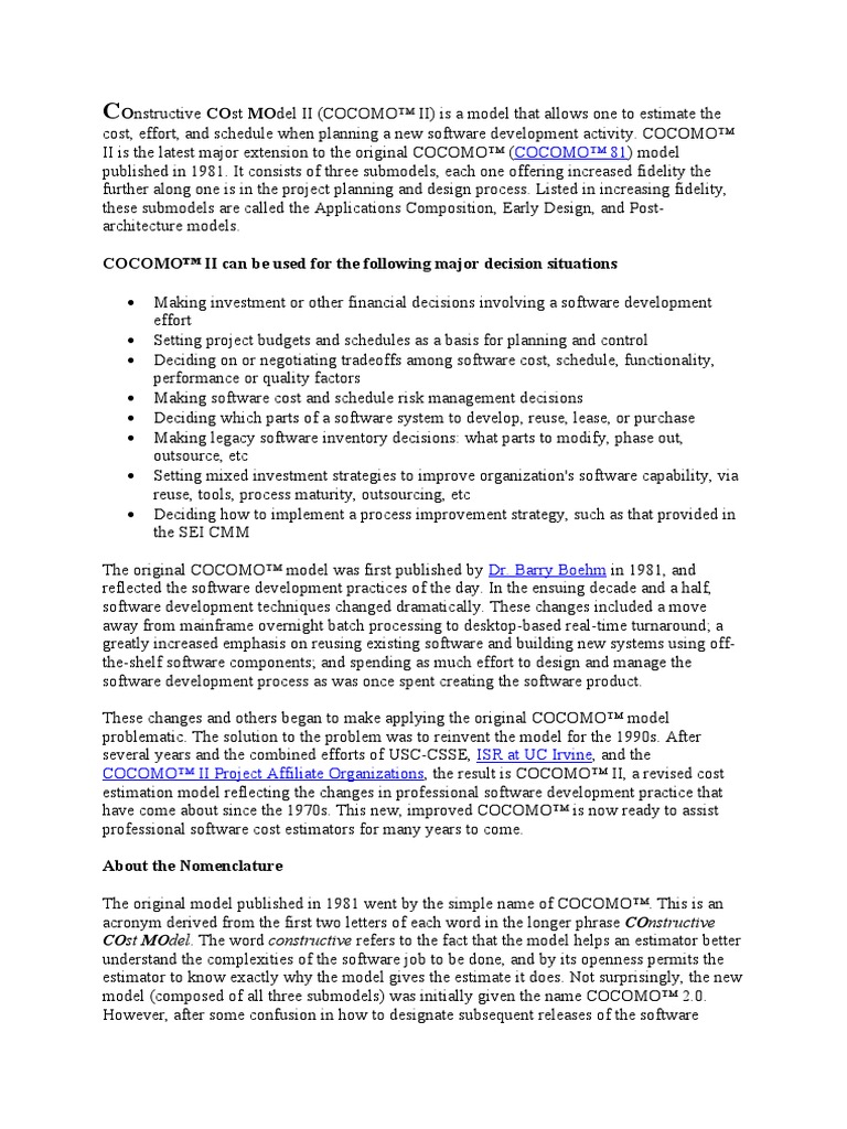 COnstructive COst MOdel II | PDF | Computer Science | Software Development