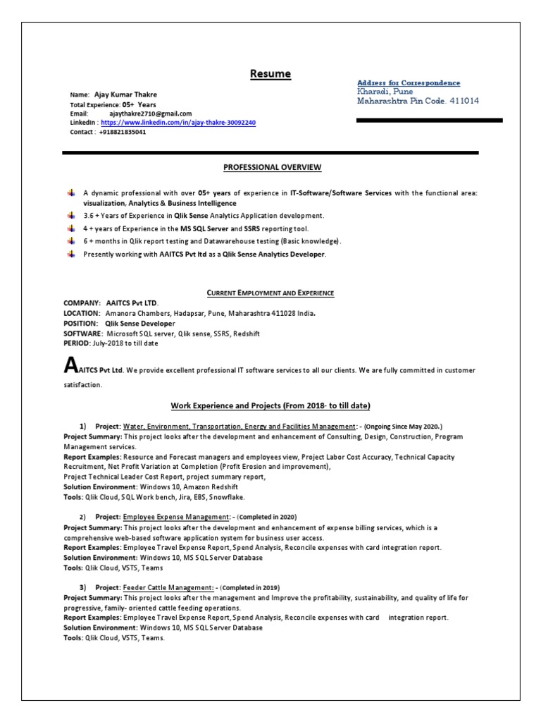 Resume: Professional Overview | PDF | Databases | Microsoft Sql Server