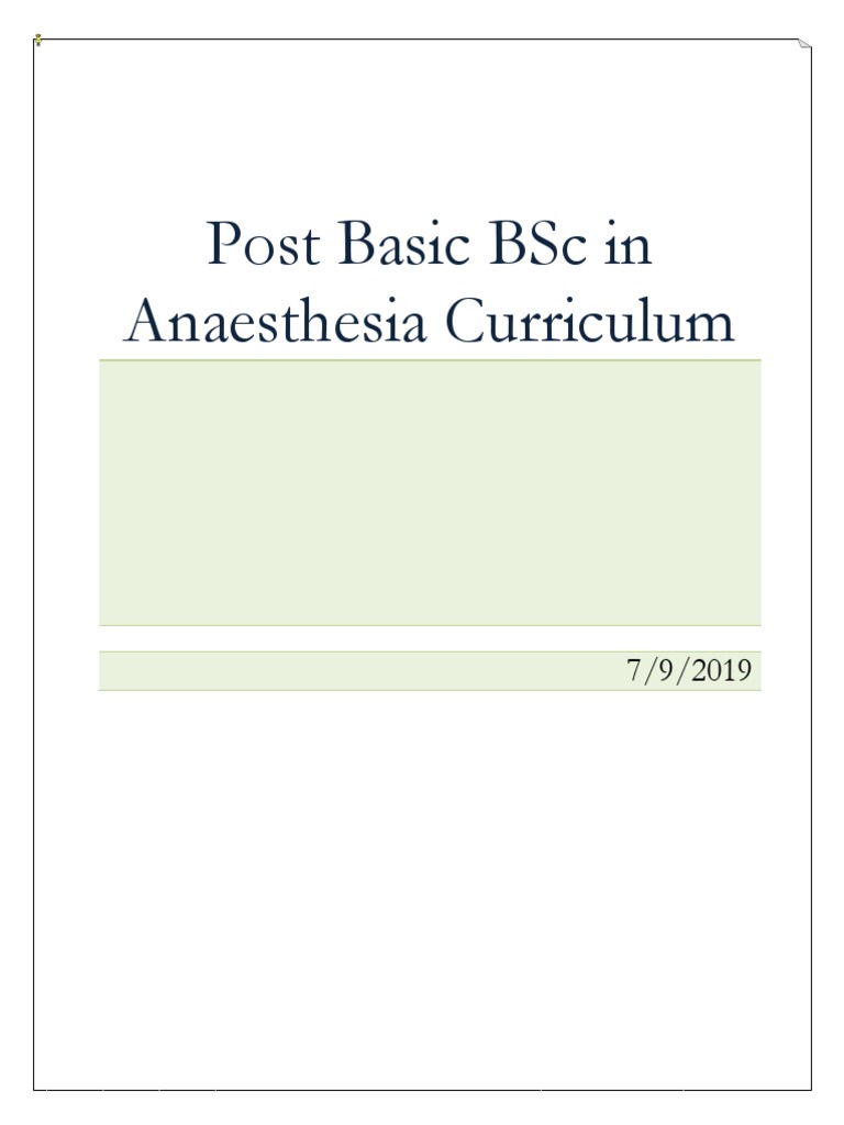 Post Basic Anesthesia Reviewed Curriculum 2019 Final | PDF | Anesthesia ...