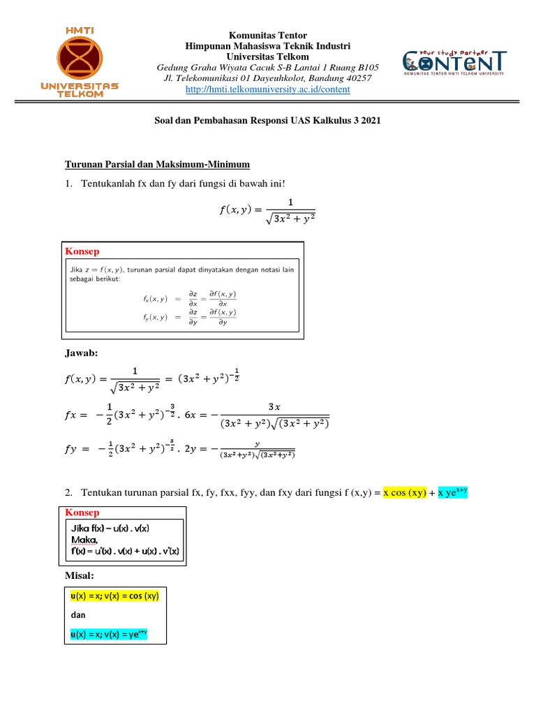 Soal & Pembahasan Kalkulus 3 | PDF