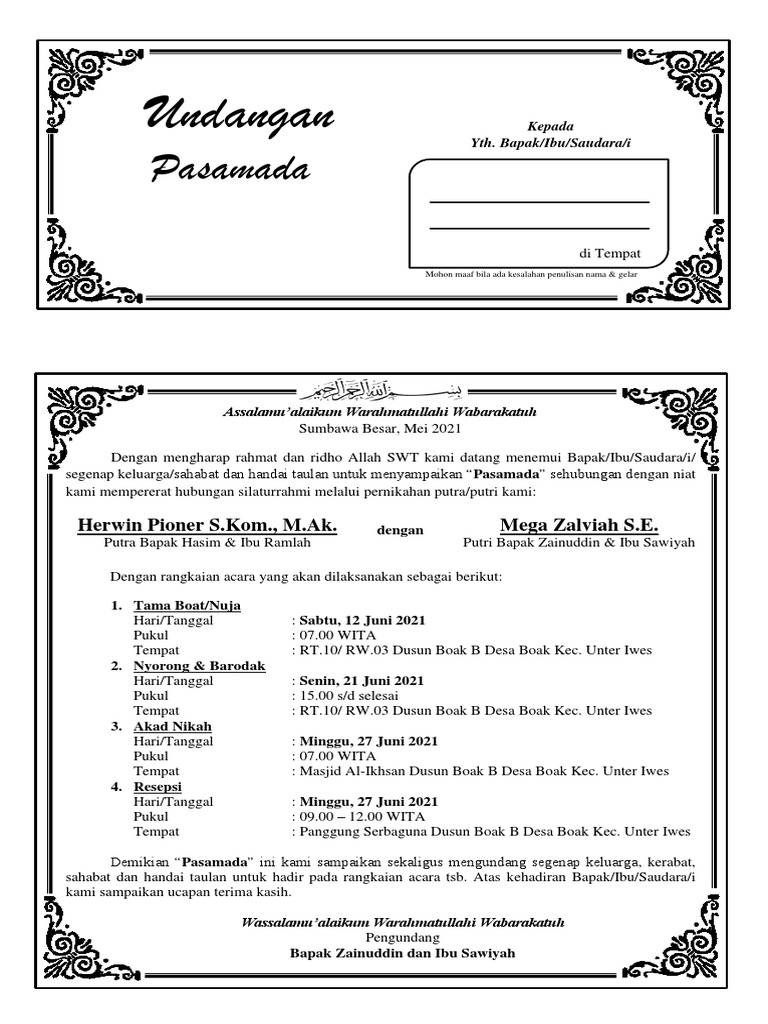 Undangan Pasamada-1 | PDF