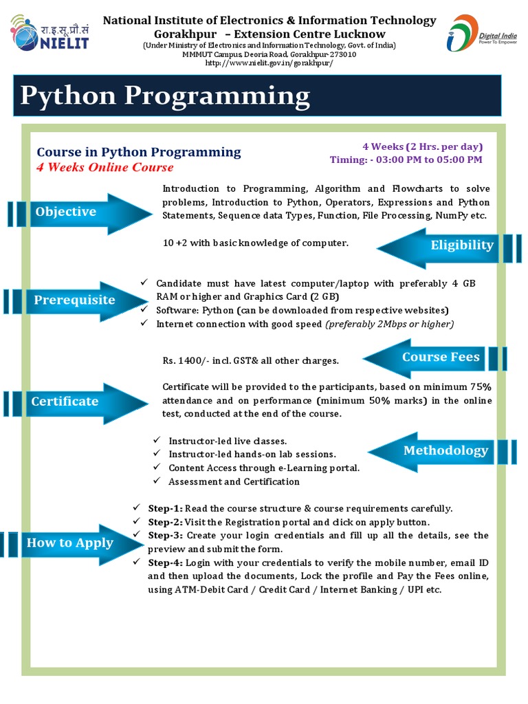 Nielit - Gorakhpur PythonProgramming | PDF | Educational Technology | Subroutine