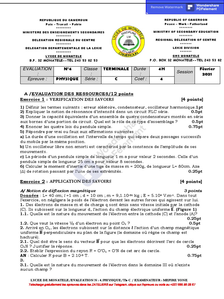 LyceeMonatele SEQ4 Physique TleC 2021 | PDF | Masse | Rotation