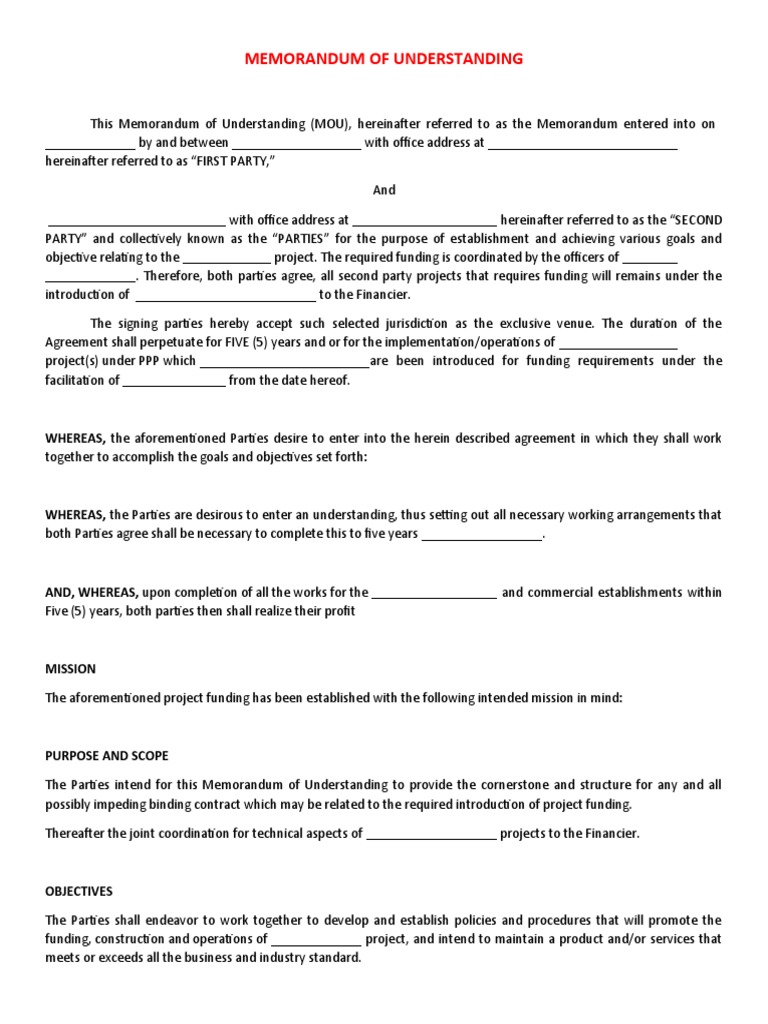 Memorandum of Understanding Template | PDF | Arbitration | Mediation