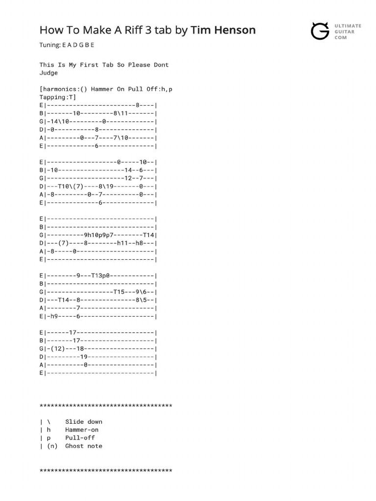 How To Make A Riff 3 Tab | PDF