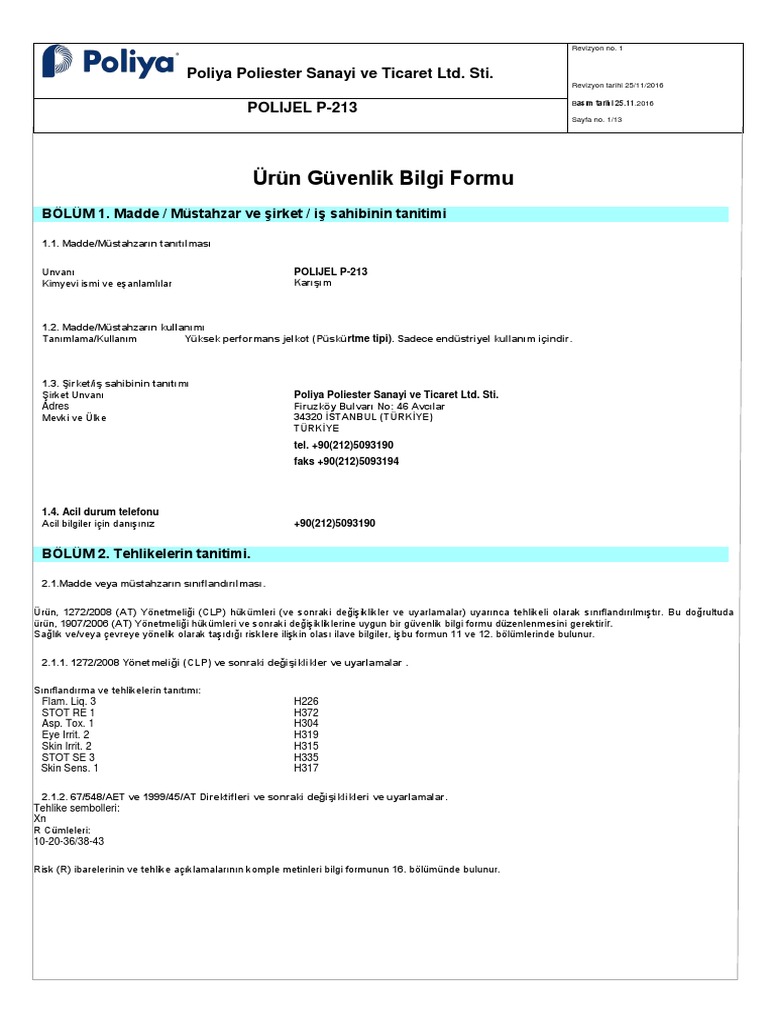 Polijel P-213 MSDS | PDF