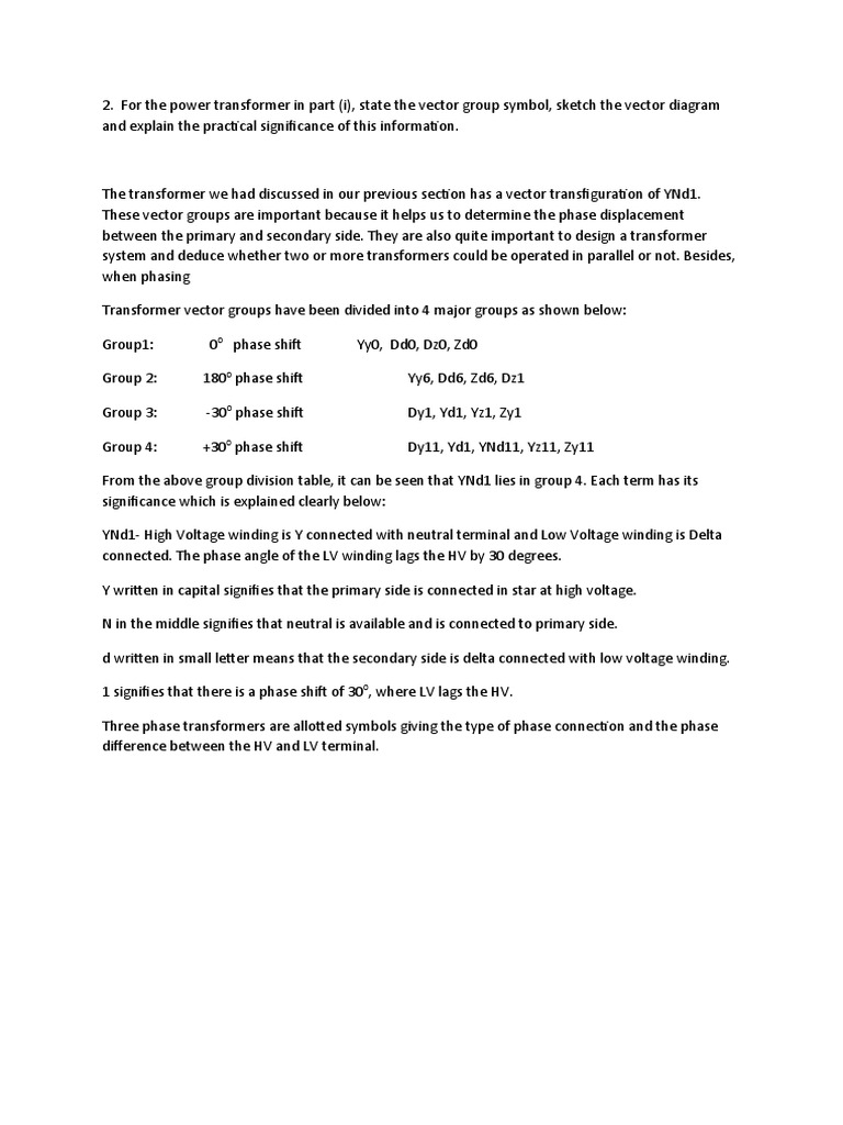 YNd1 Transformer Vector Group Analysis | PDF | Science & Mathematics ...