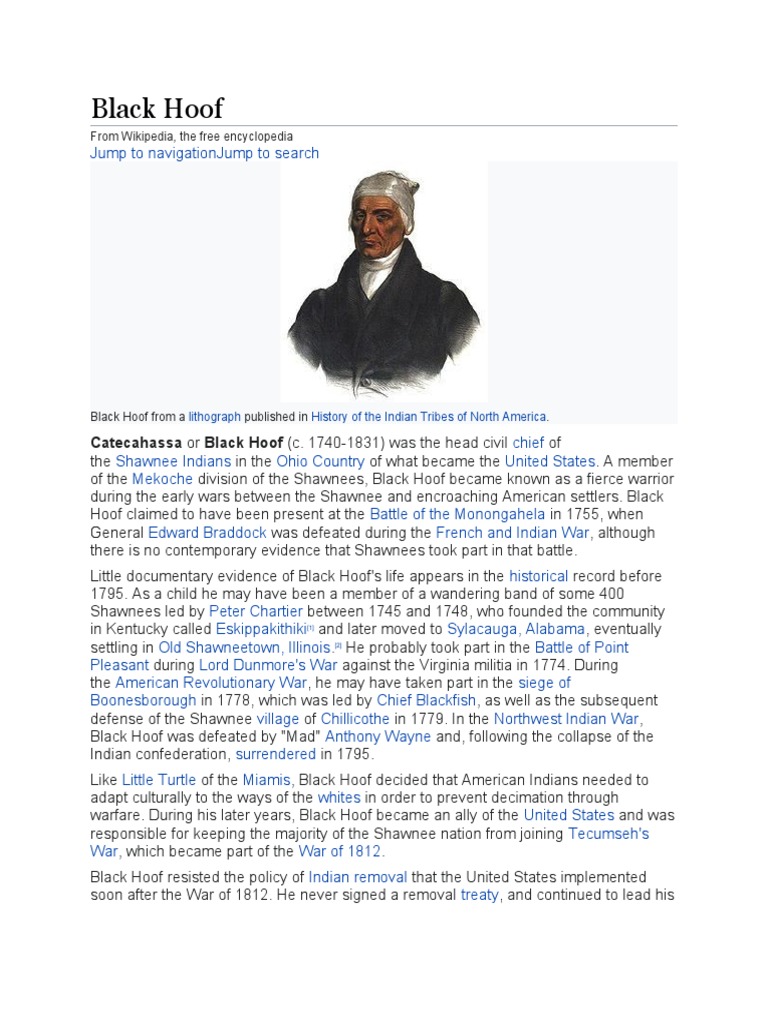 Black Hoof: Catecahassa or Black Hoof (C. 1740-1831) Was The Head Civil ...