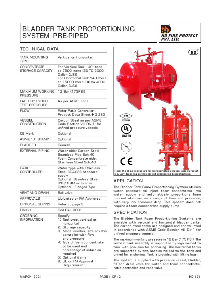 BLADDER TANK PROPORTIONING SYSTEM | PDF | Valve | Pipe (Fluid Conveyance)