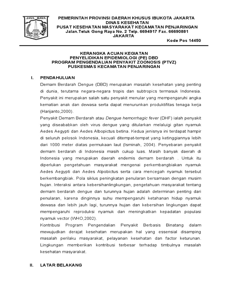 09 Kak Penanggulangan DBD (PE) | PDF