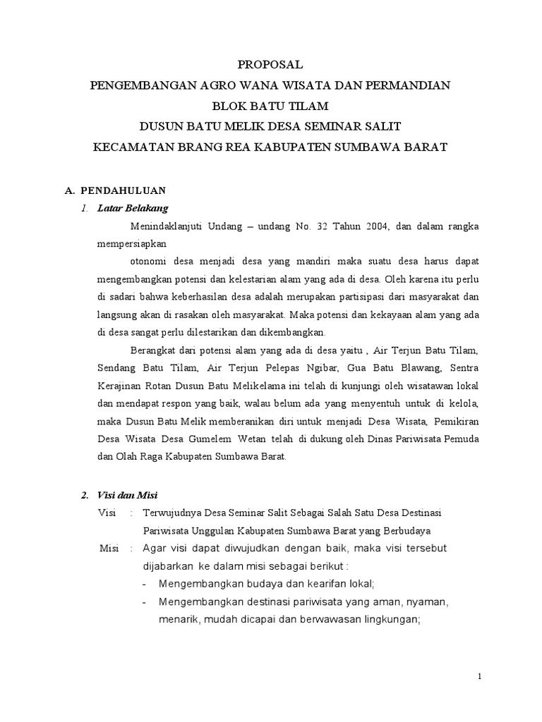 Pengembangan Wisata Batu Tilam | PDF