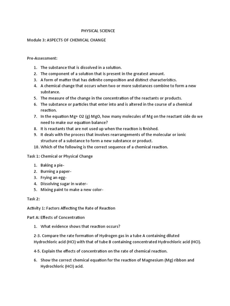 Module 3 | PDF | Chemical Reactions | Reaction Rate
