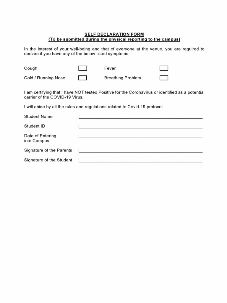 Self Declaration Form | PDF
