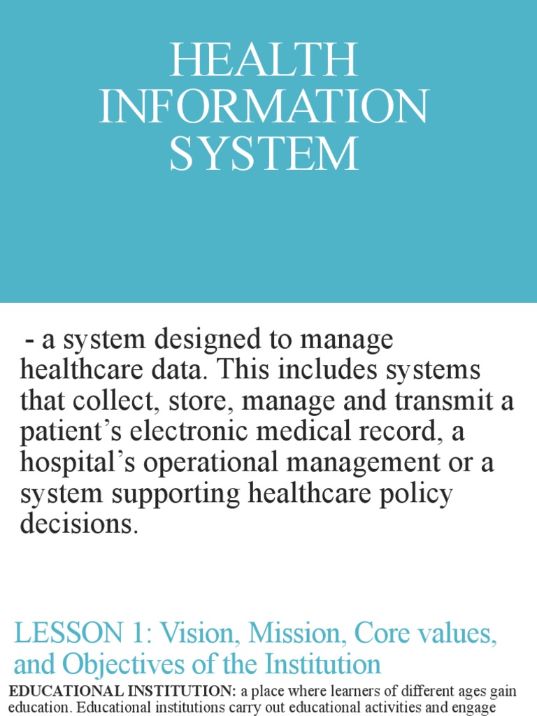 Health Information System Lesson 1 | PDF | Learning | Information