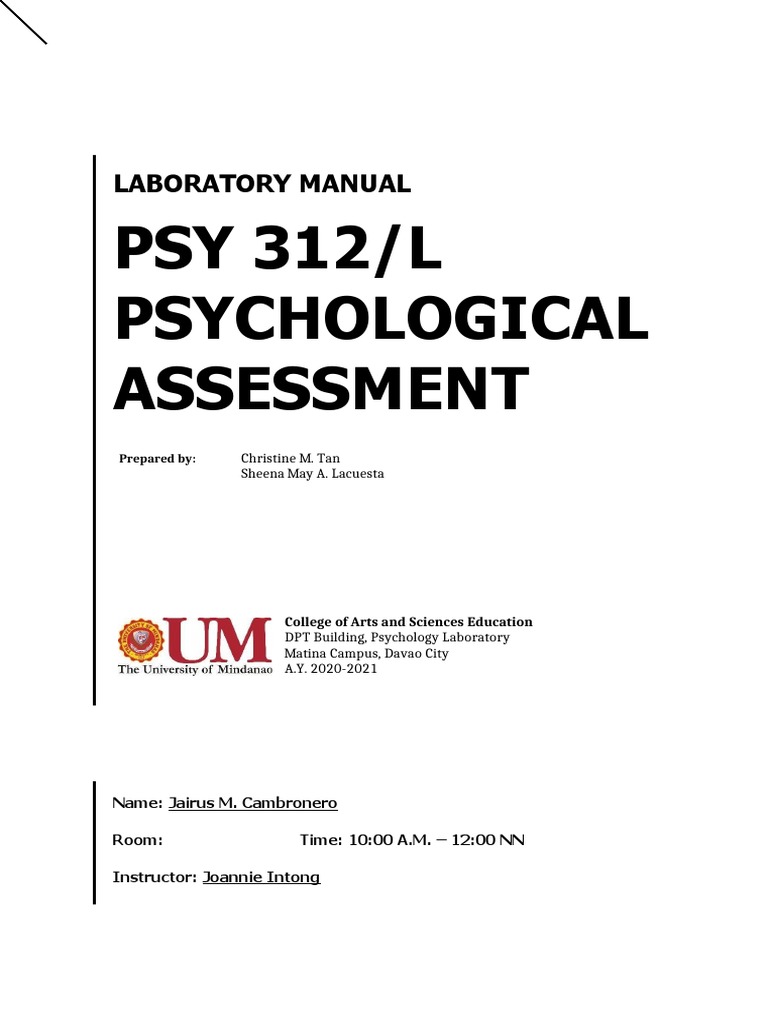 Psychological Assessment Lab Manual | PDF | Psychology | Psychological ...