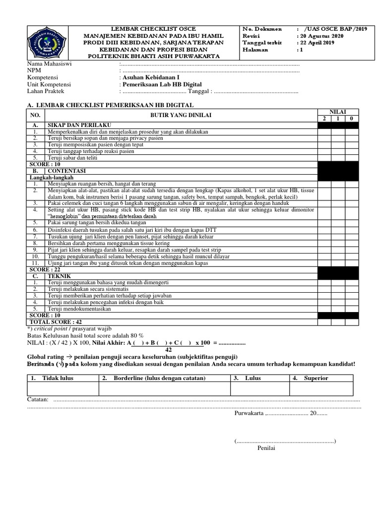 Lembar Checlist HB Digital | PDF | Sains & Matematika