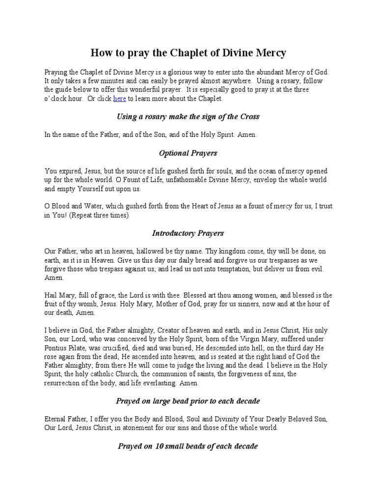 Guide to Praying the Divine Mercy Chaplet | PDF | Systematic Theology ...