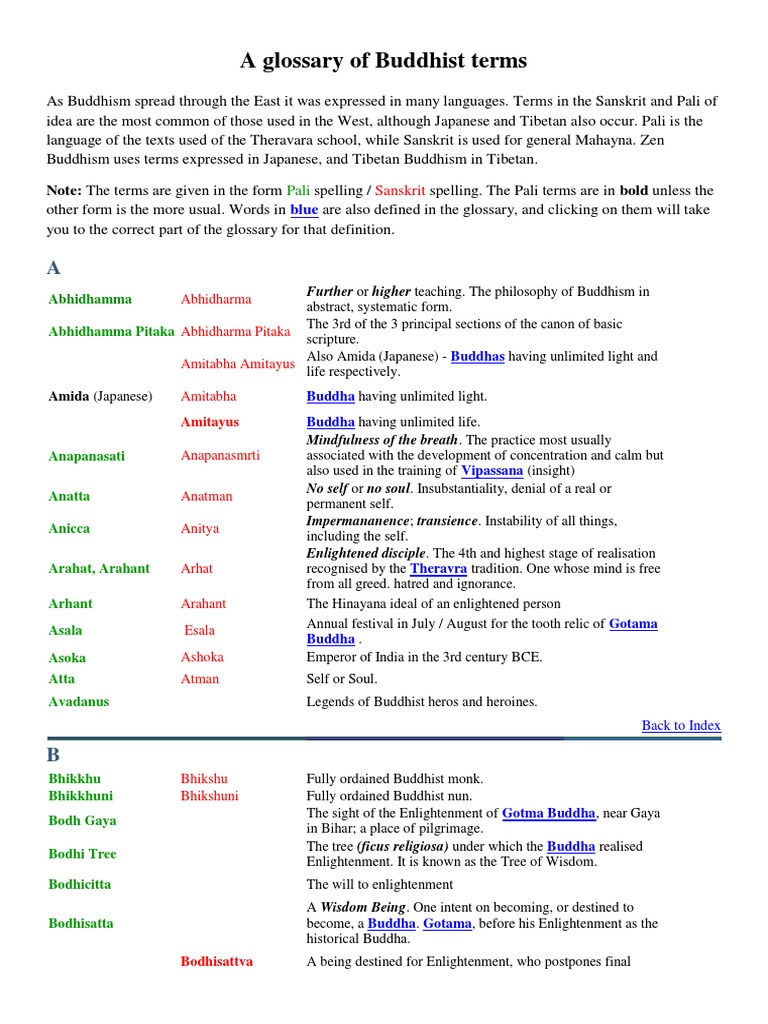 A Glossary of Buddhist Terms | PDF | Gautama Buddha | Four Noble Truths