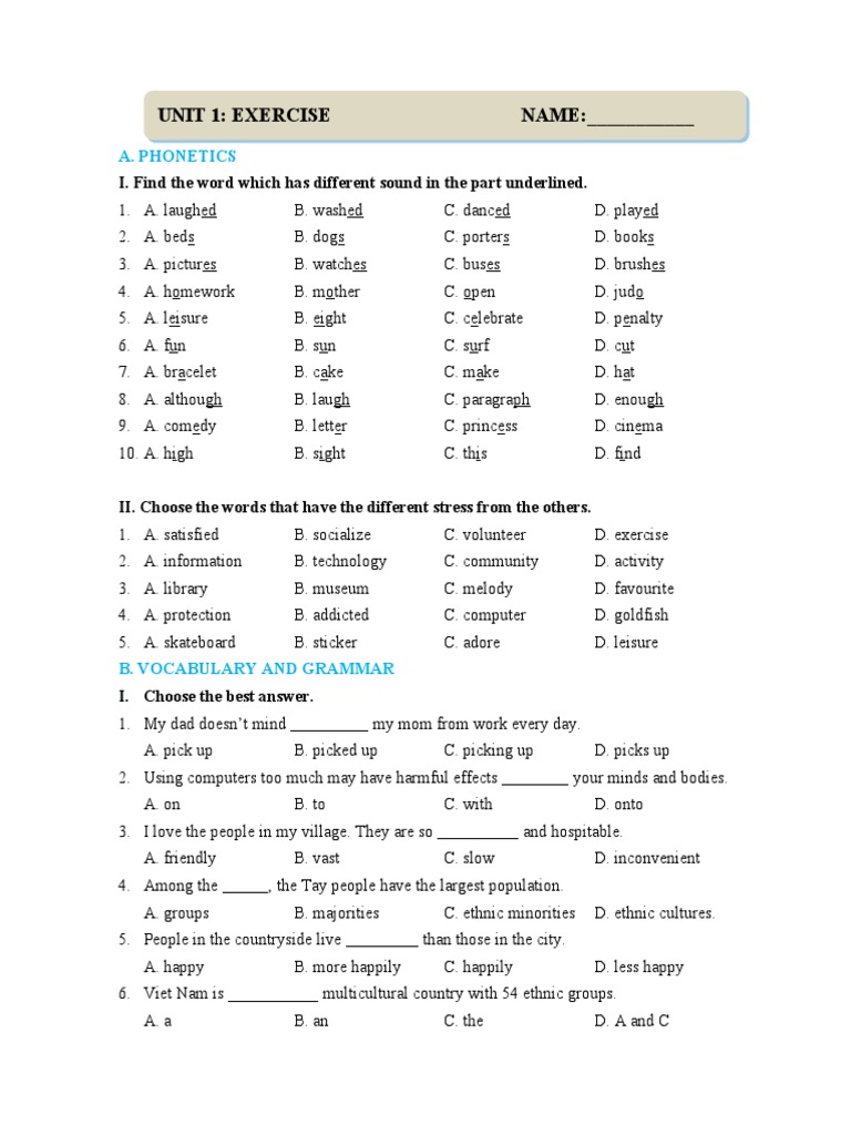 Test Unit 1 - English 8 | PDF