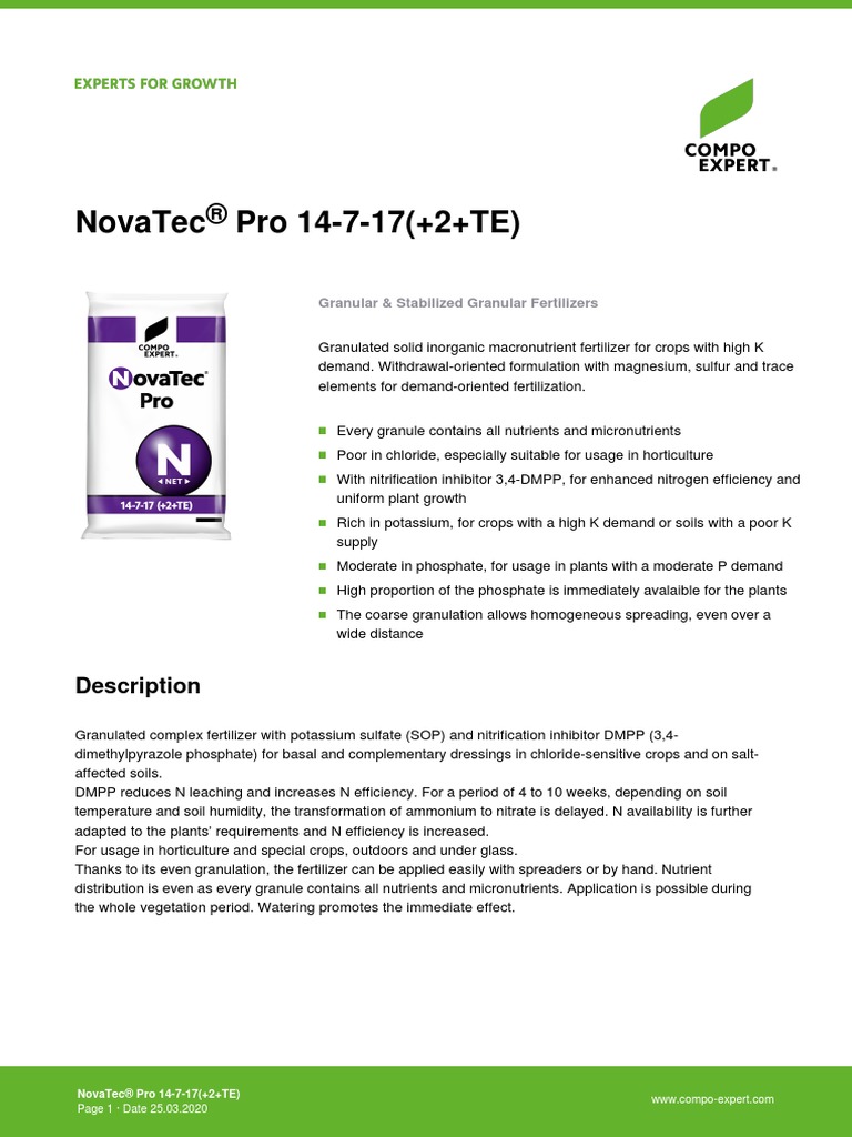 NovaTec Pro 147172TE | PDF | Fertilizer | Chemistry