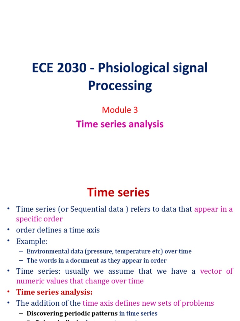 ECE 2030 - Phsiological Signal Processing: Time Series Analysis | PDF ...