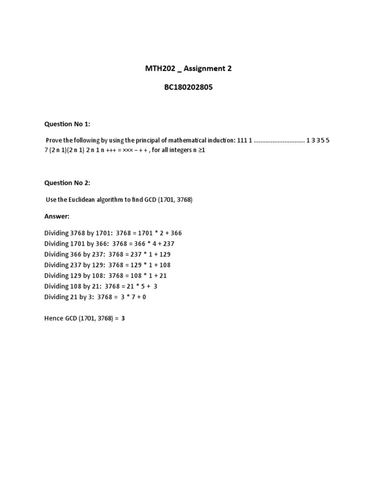 BC180202805 - MTH202 - Assignment 2 | PDF | Teaching Methods & Materials | Science & Mathematics