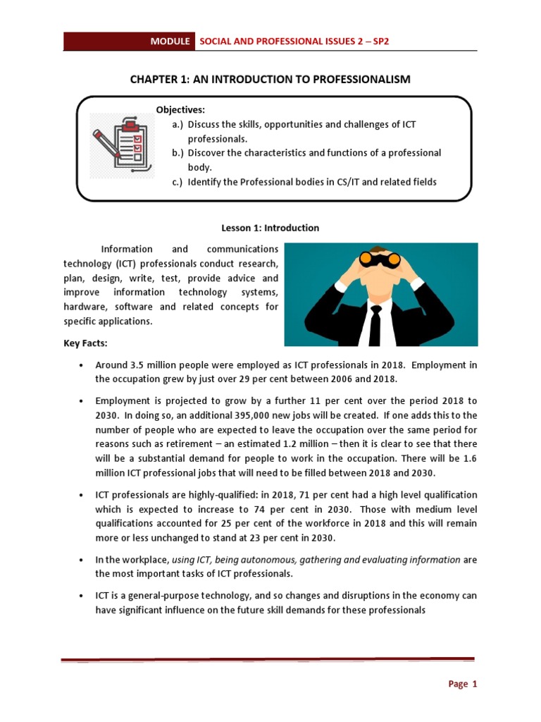 Chapter 1: An Introduction To Professionalism: Objectives | PDF ...