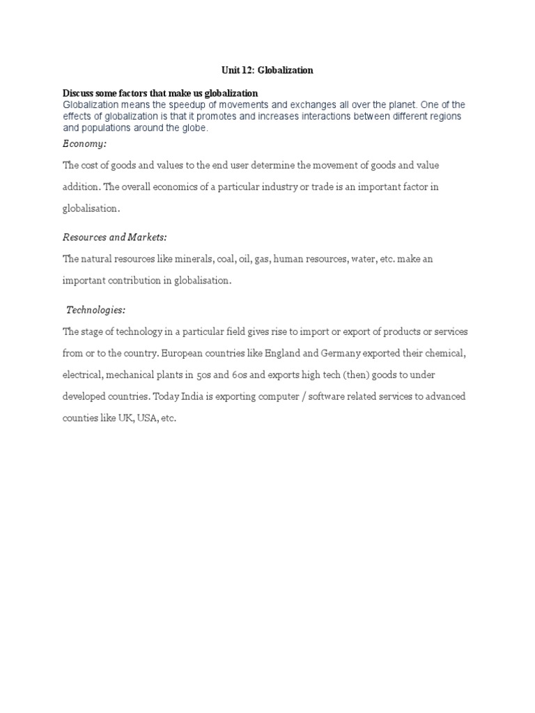 Factors Driving Globalization Explained | PDF