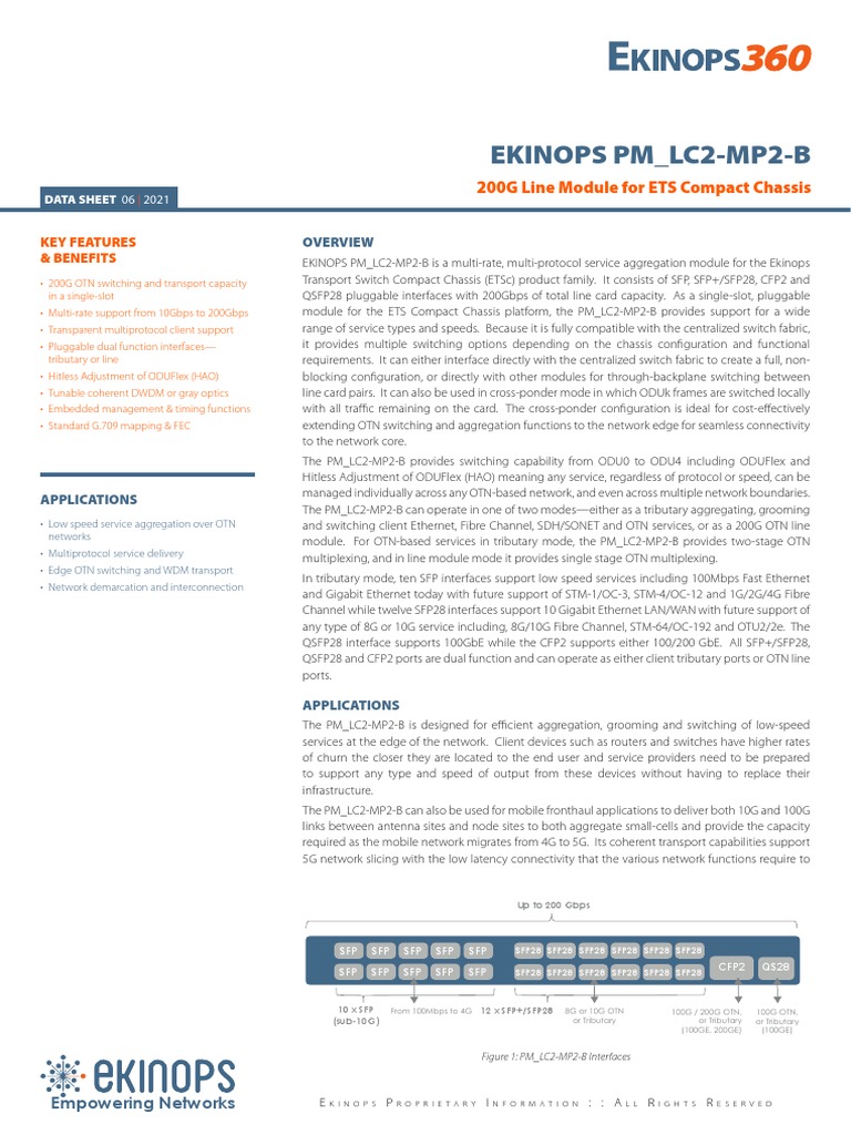 Ekinops PM - Lc2-Mp2-B: 200G Line Module For ETS Compact Chassis | PDF ...