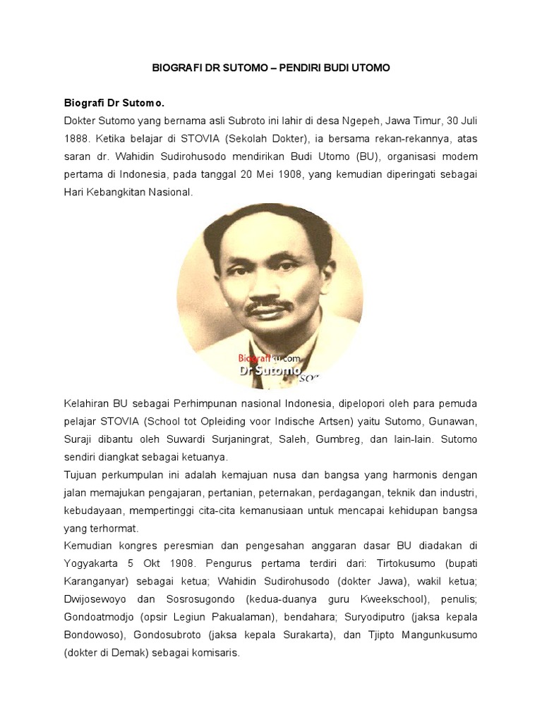 Biografi DR Sutomo | PDF
