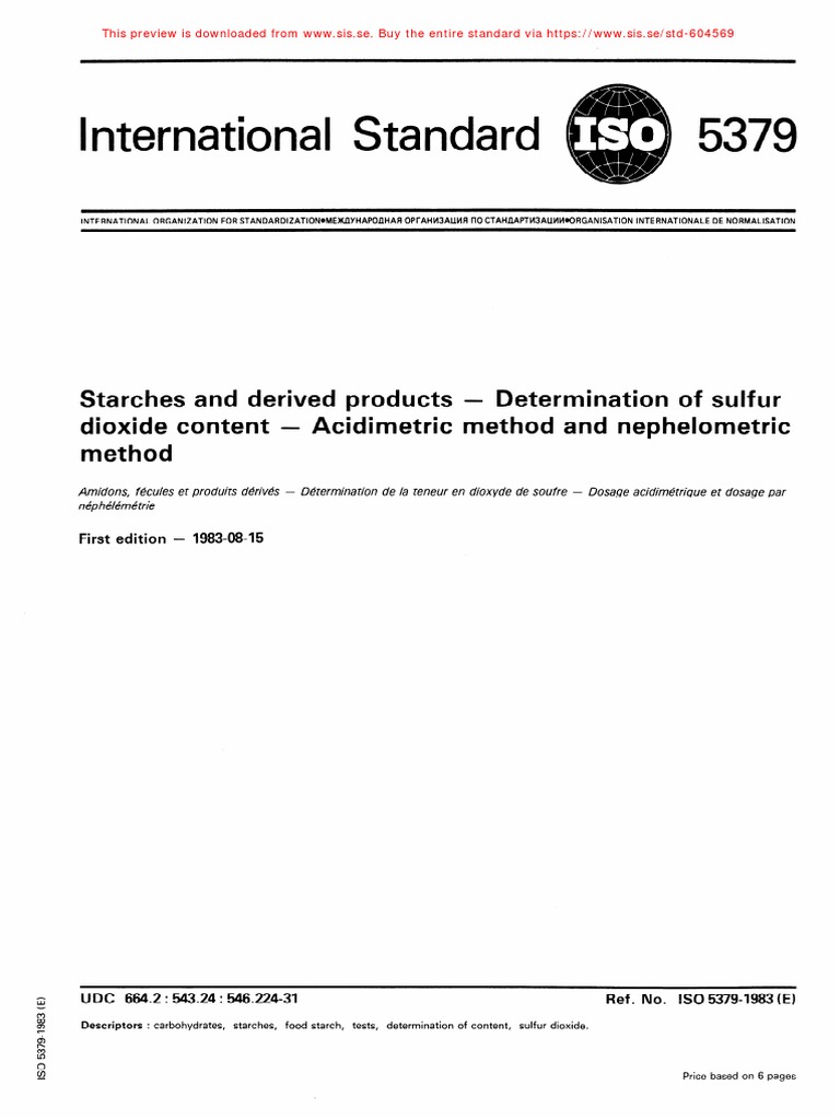 ISO 5379 1983 en FR - PDF Tashiro Indicator | PDF | Chemistry | Titration