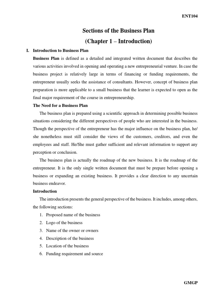 Lesson 2 - Sections of The Business Plan (Chapter 1) | PDF | Brand ...