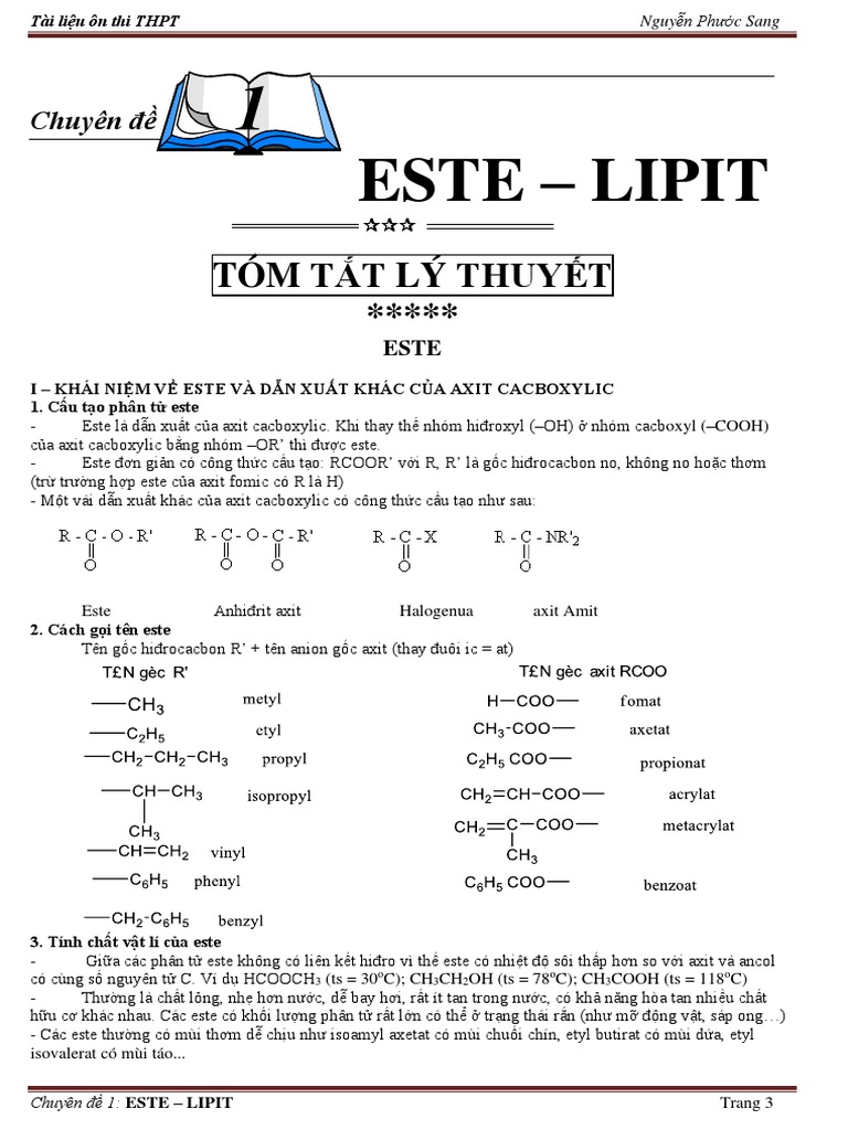 Chuyên Đề 1 - Este - Lipit | PDF