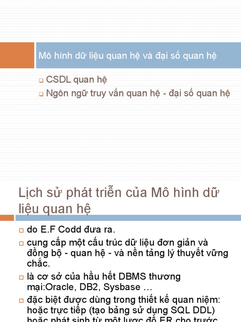 Bai - 03-Mo Hinh Du Lieu Quan He Va Dai So Quan He | PDF