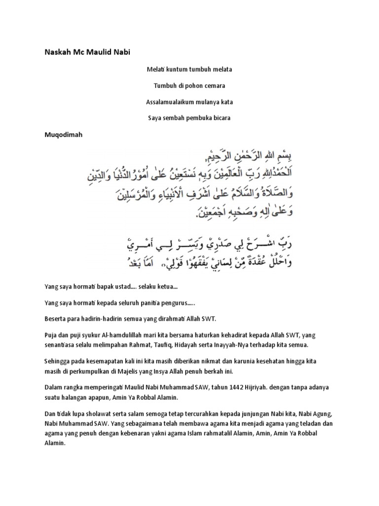 Naskah MC Maulid Nabi | PDF
