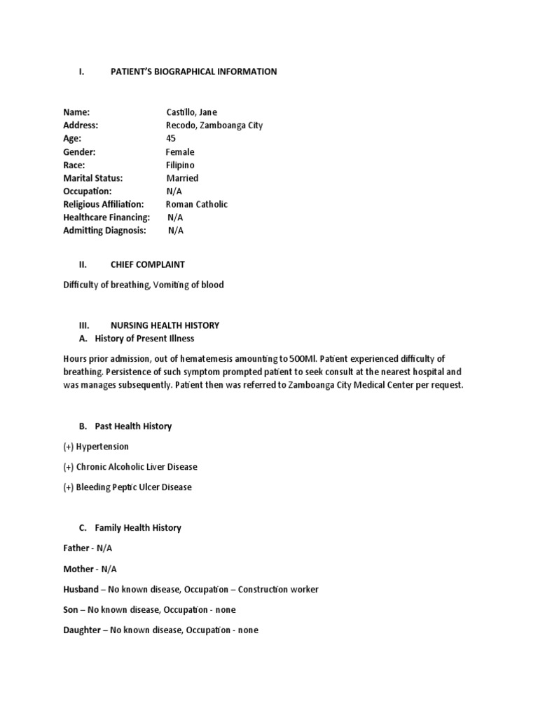 Nursing Health History | PDF