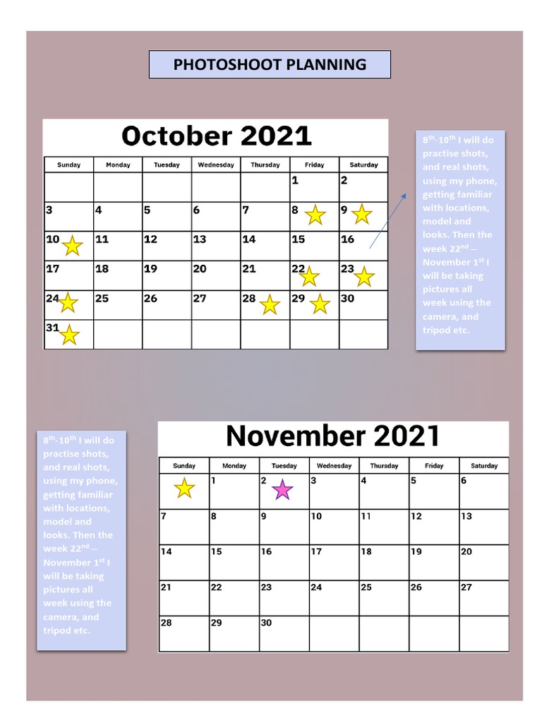 Photoshoot - Timeline Planning | PDF