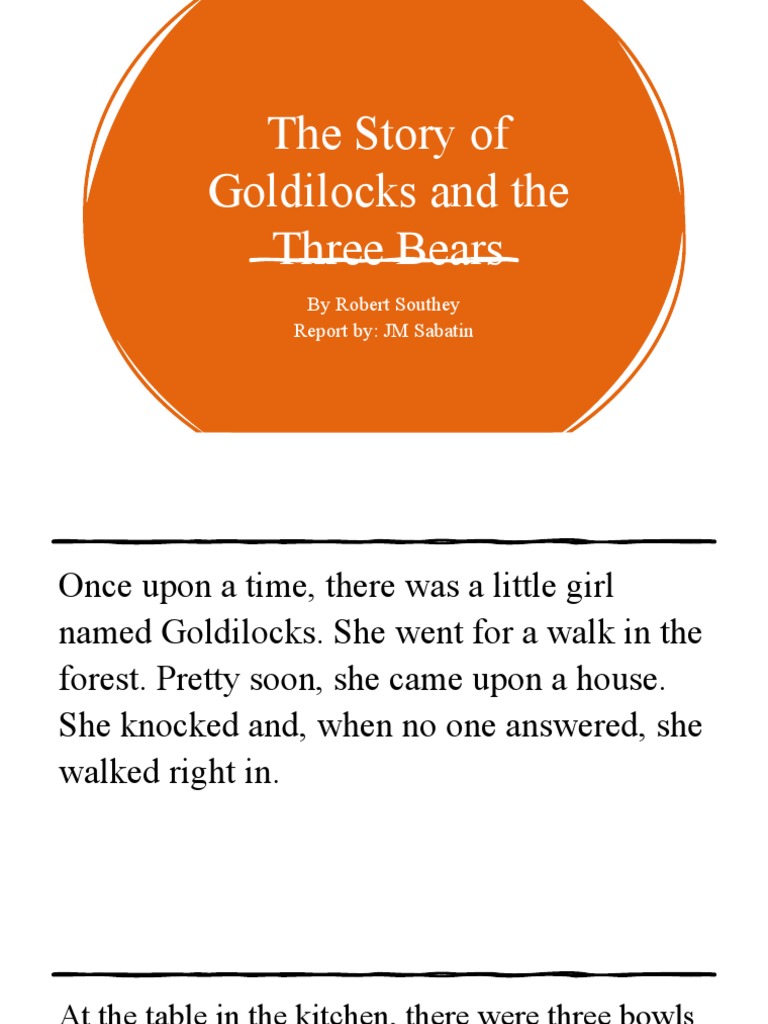 The Story of Goldilocks and The Three Bears: by Robert Southey Report ...