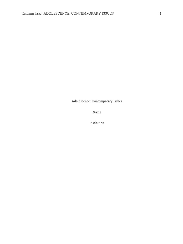 Adolescence - Contemporary Issues | PDF | Adolescence | Rape